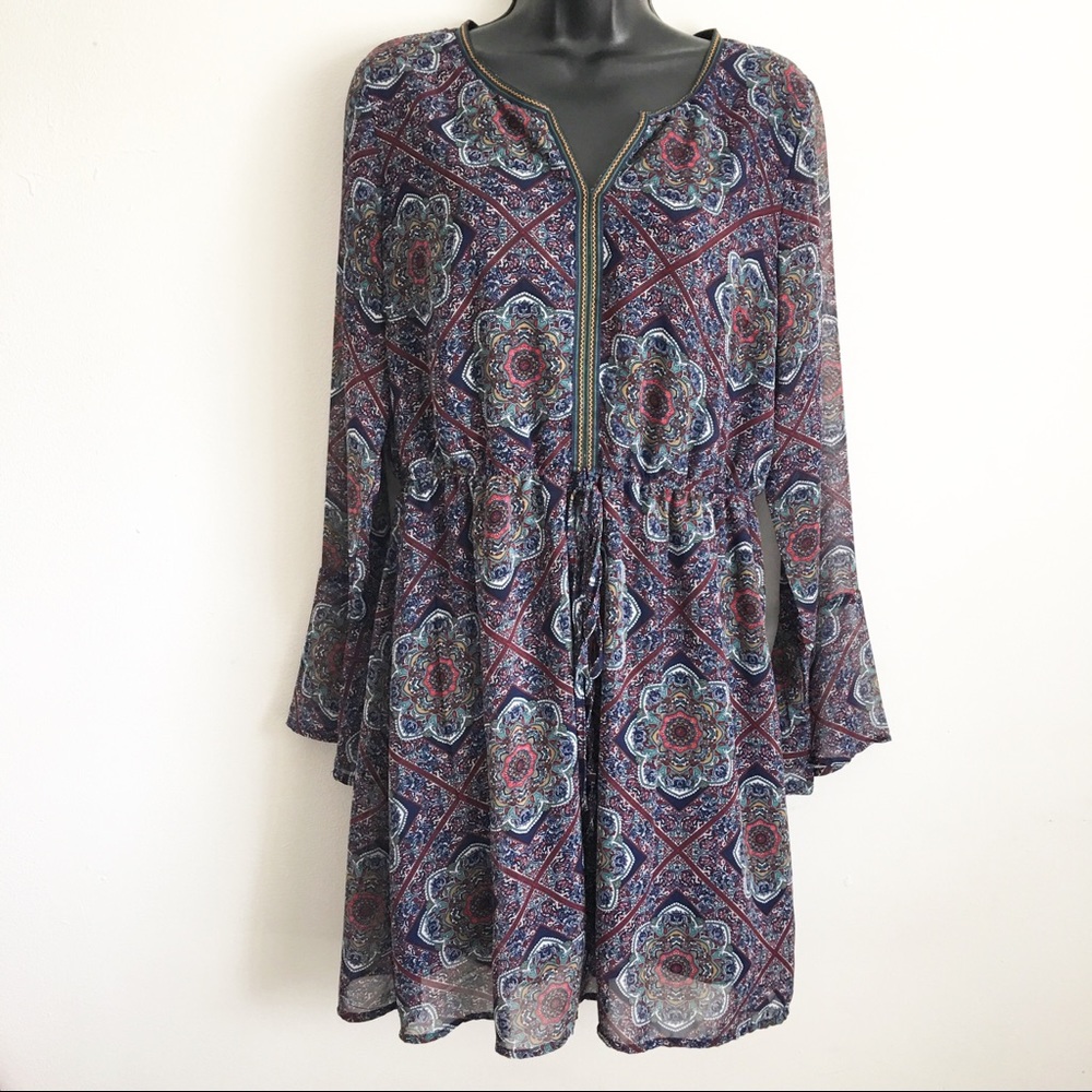 Crescent Stitch Fix Boho Paisley Print Dress Large - Gem